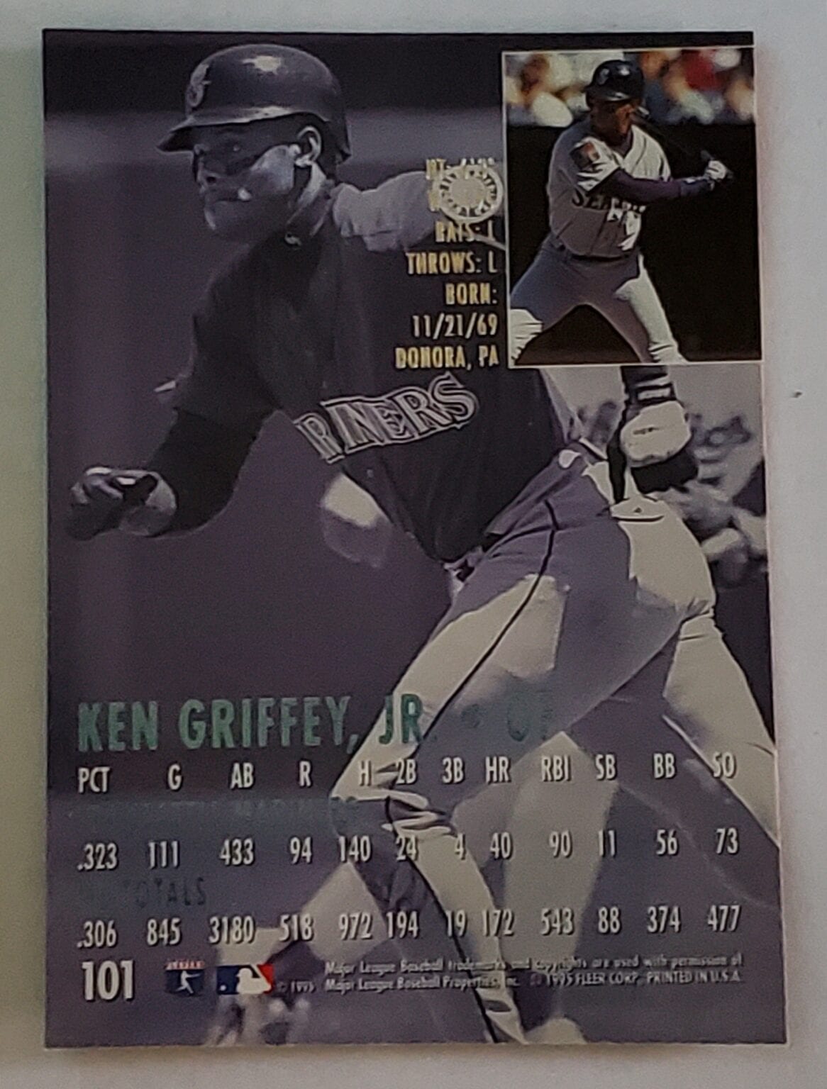 Ken Griffey Jr Fleer Ultra 1995 MLB Trading Card #101 Seattle Mariners